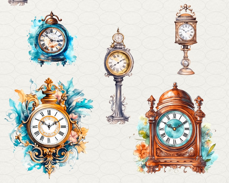 Vintage Clocks Clipart Antique Clock Clipart 24 PNG Vintage - Etsy