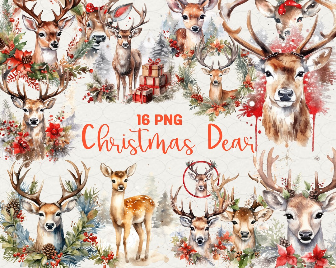 Christmas Deer Clipart Christmas Sublimation Clipart Winter Clipart ...