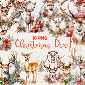 Christmas Deer Clipart Christmas Sublimation Clipart Winter Clipart ...