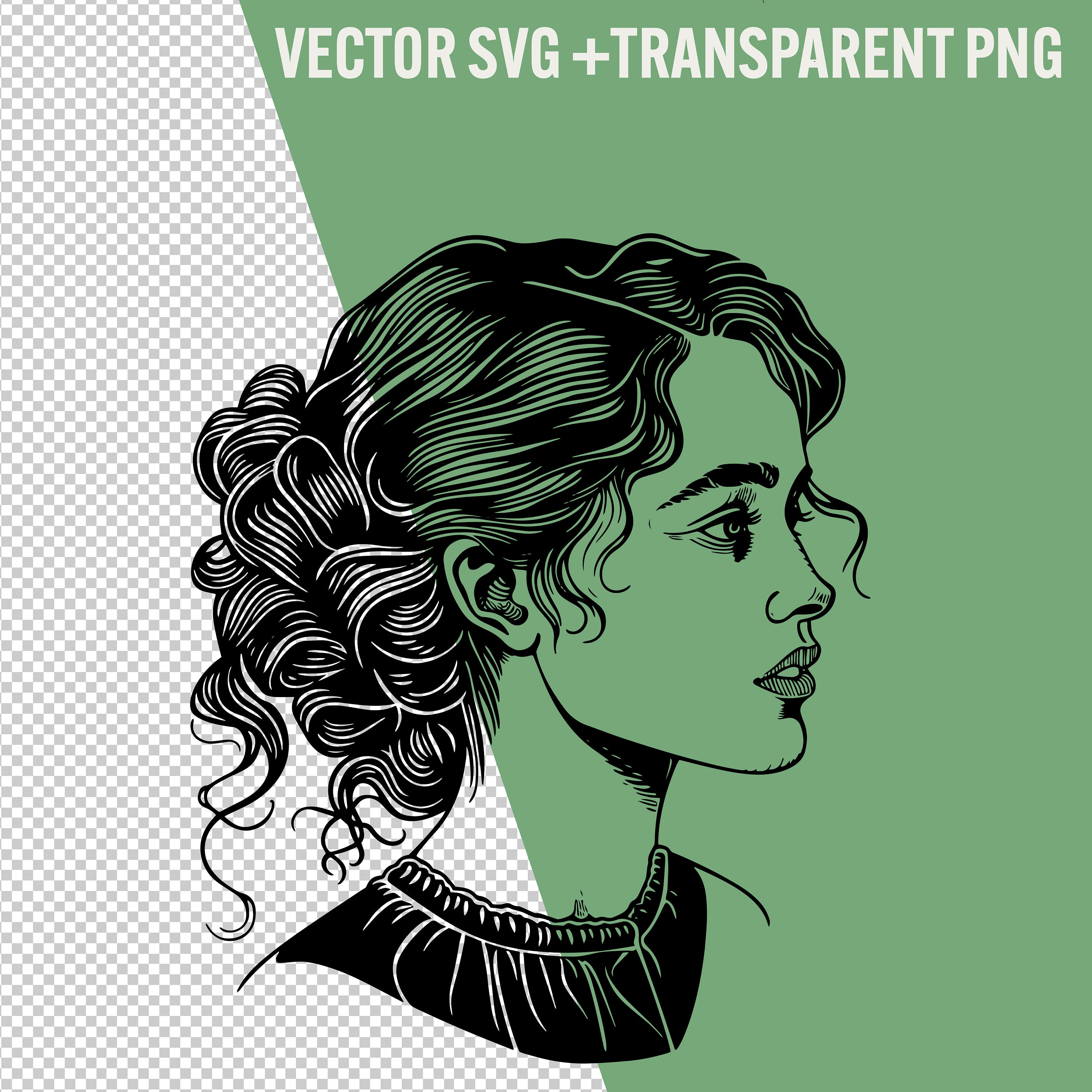 Victorian Woman Portrait Clipart: Elegant Lady Graphics (PNG, SVG) - Etsy