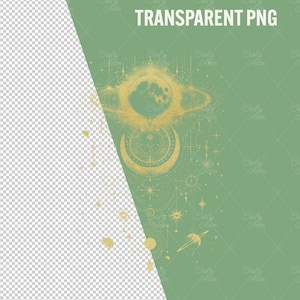 Celestial Gold Overlays Clipart, 40 Png Gold Celestial Bodies, Magic ...