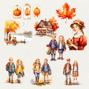 Watercolor Autumn Clipart: 42 PNG Fall Illustrations (commercial Use ...