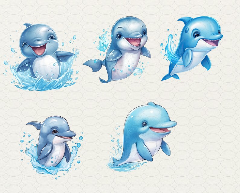 Baby Dolphin Clipart Watercolor Dolphin Summer Party 25 PNG - Etsy
