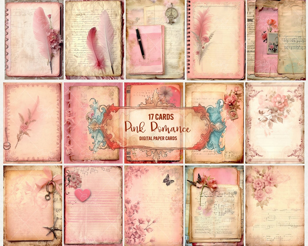 Pink Romance Digital Paper: Vintage Scrapbook Kit (commercial Use) - Etsy