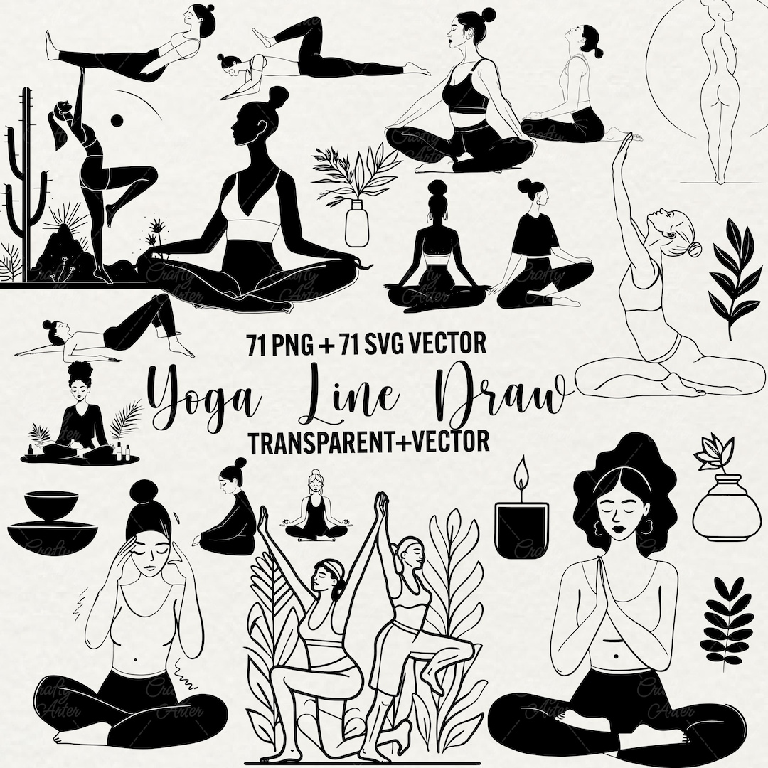 Yoga Clipart, Yoga Png Svg Bunle, Meditation Svg, Yoga Poses Silhouette ...