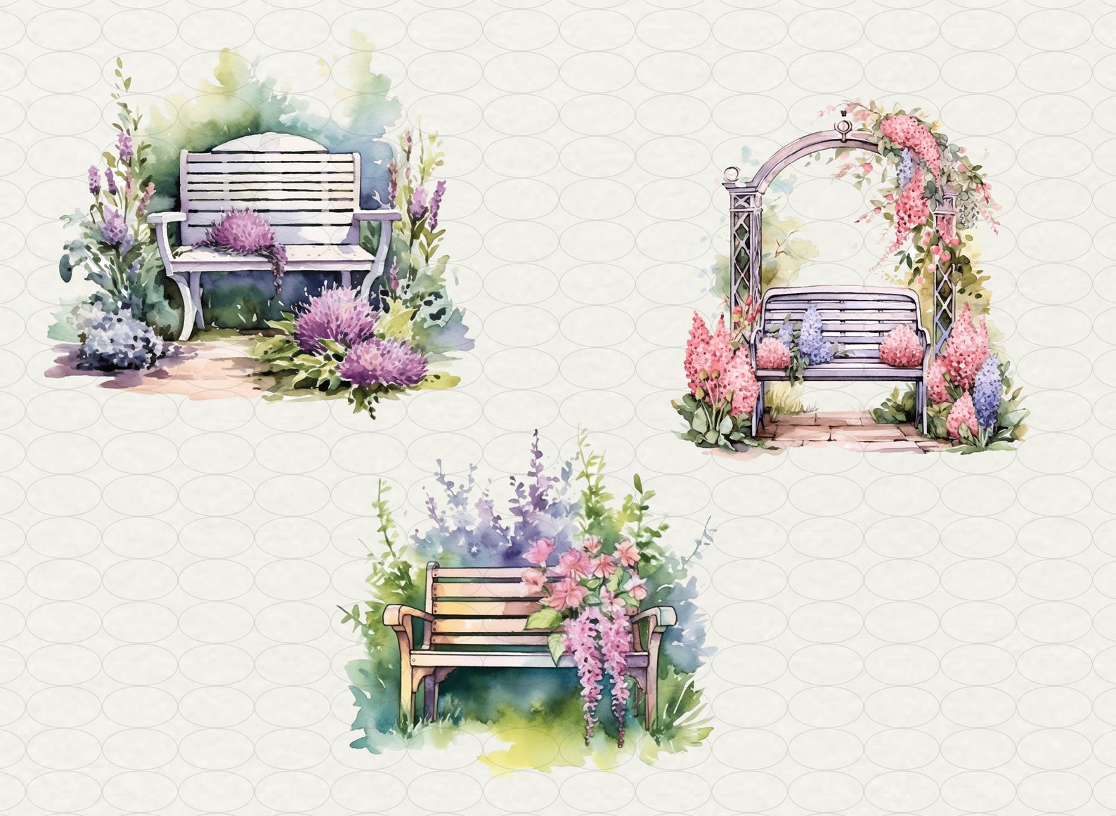 Watercolor Flower Bench Clipart Wedding Bench Bench Clipart - Etsy