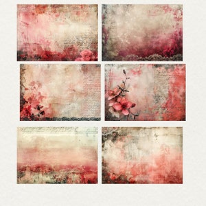 Red Junk Journal Digital Paper, 24 Printable Pages, Red Background for ...