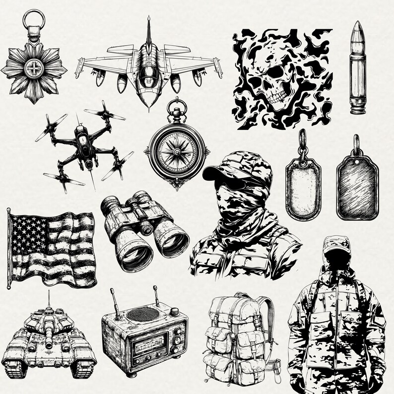 Military SVG Clipart Bundle, Army PNG, Soldier, Camo (digital Download ...