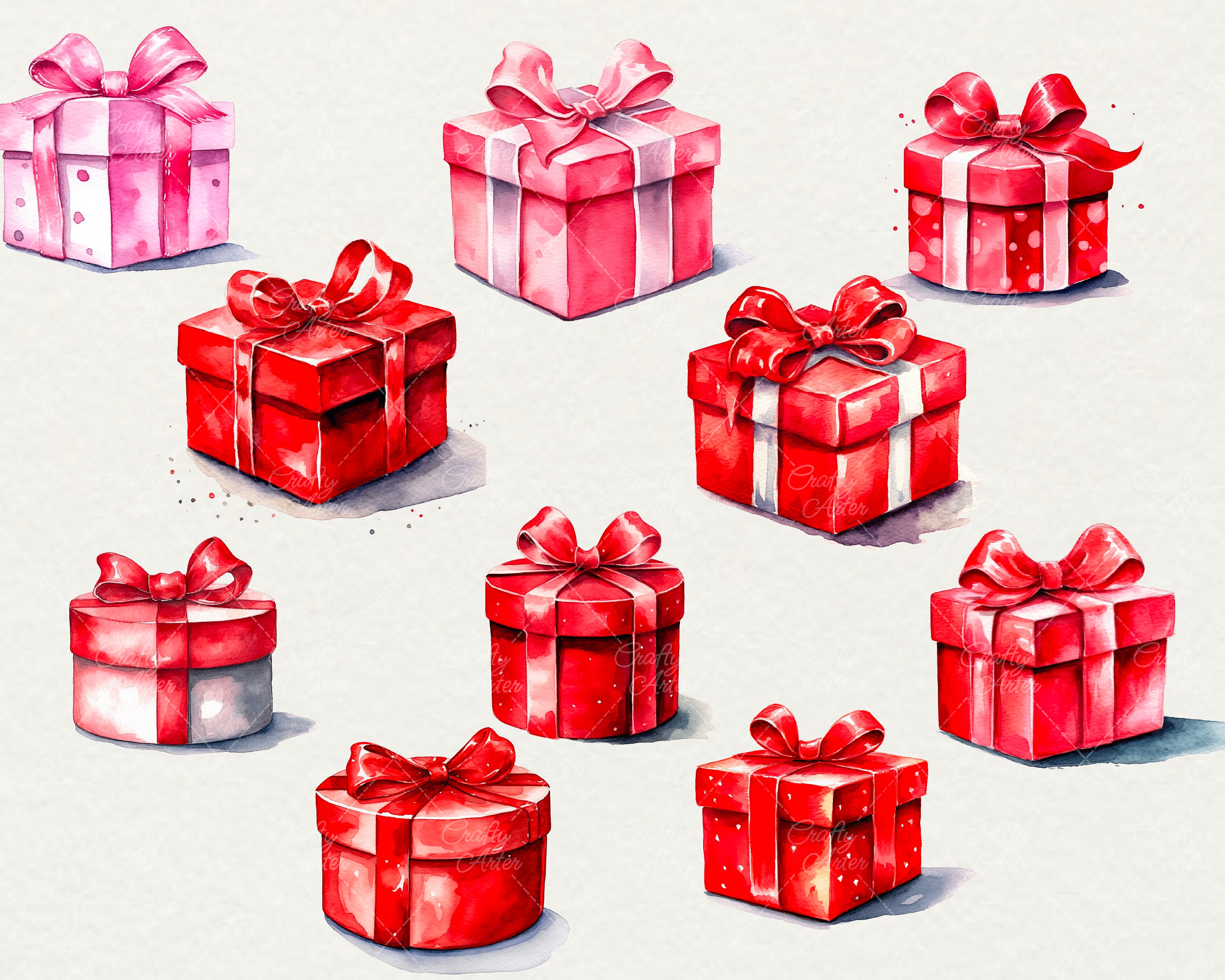 Watercolor Gift Box Clipart: 26 PNG Images, Commercial Use - Etsy