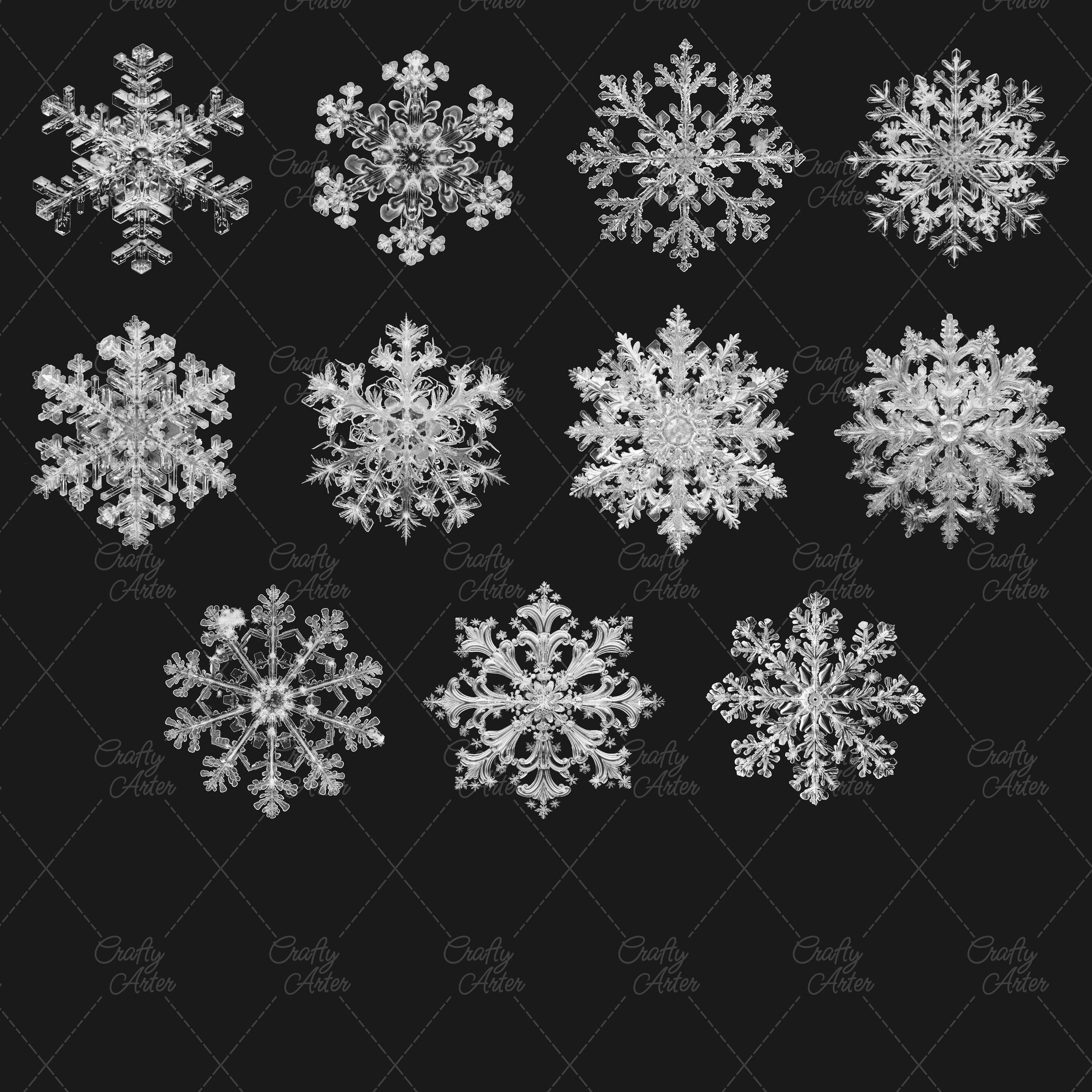 Snowflake Clipart: 40 White Winter Overlays (PNG, Commercial Use) - Etsy