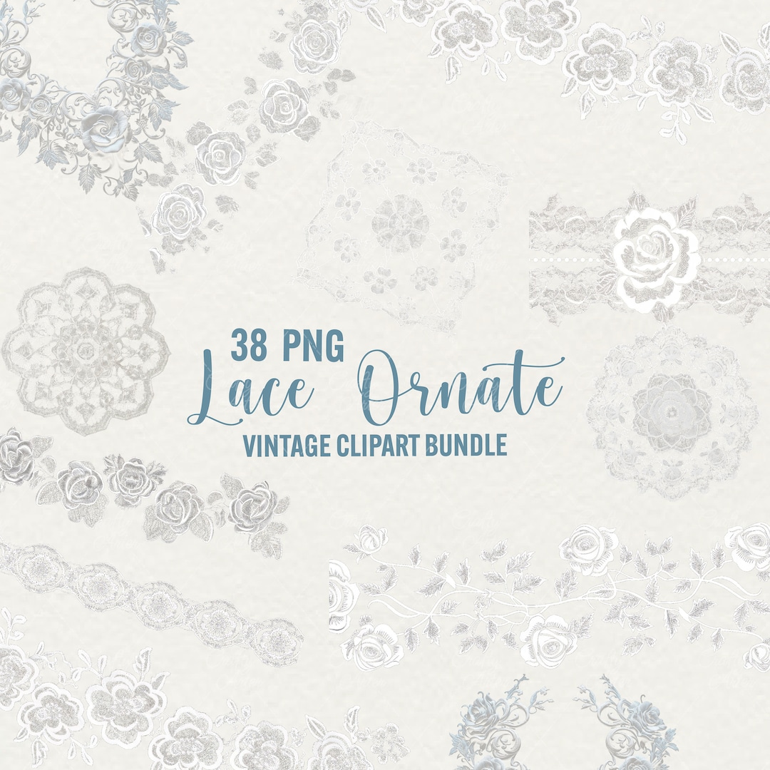 White Lace Overlays Clipart, 38 Png Lace Ornate Embellishments, Vintage ...