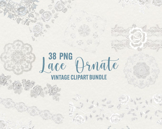 Vintage Lace Borders Digital Clipart, Commercial Use, Instant Download ...