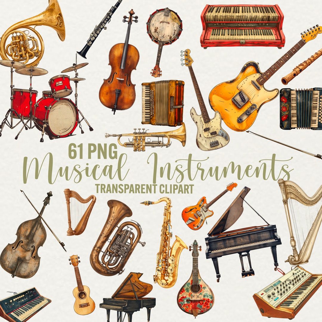 Musical Instruments Clipart, Music Instrument Png Files, Retro Guitar ...