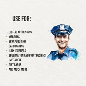Watercolor Police Clipart Bundle: 68 PNG Illustrations (commercial Use ...