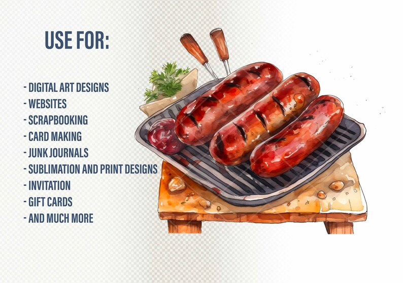 BBQ Clipart GRILL Bundle 26 PNG Delicious Grilled Steak Bbq - Etsy