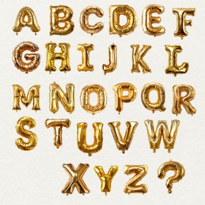 Gold Foil Balloons Alphabet Clipart, 55 Png Foil Balloon Letters ...