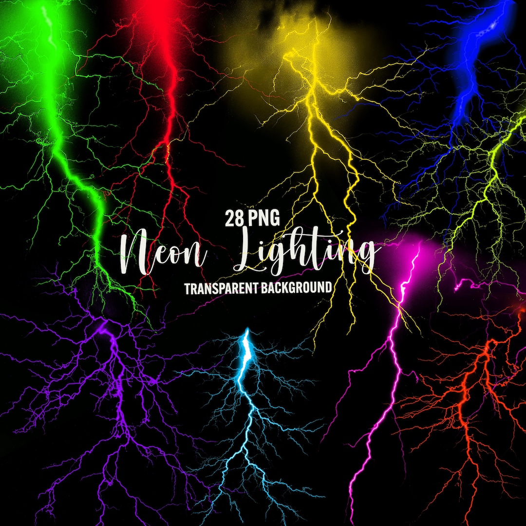 Neon Lightning Overlays Clipart, 28 Png Lightning Effects, Lightning ...