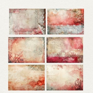 Red Junk Journal Digital Paper, 24 Printable Pages, Red Background for ...
