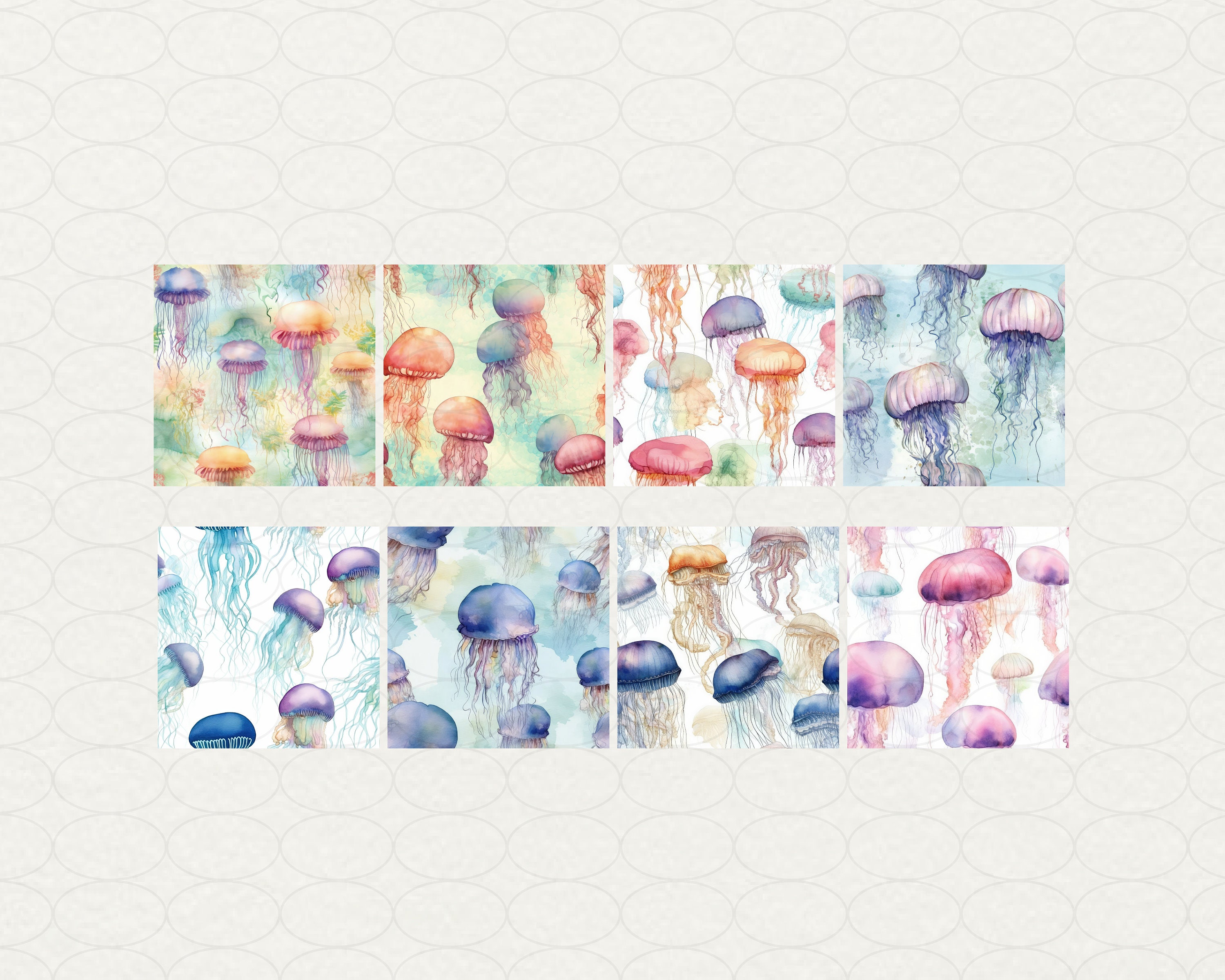 Jellyfish Seamless Pattern: 16 Ocean Digital Papers (commercial Use) - Etsy