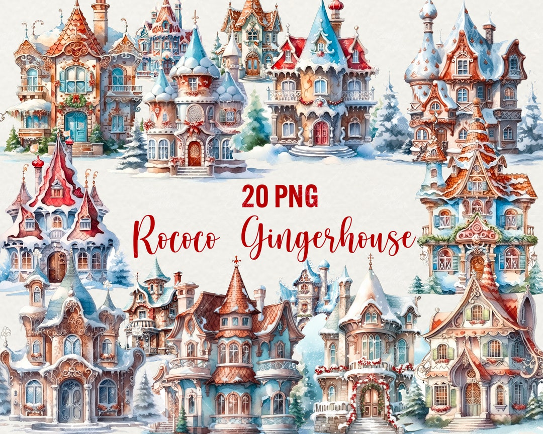 Christmas Ginger House Clipart, Watercolor Christmas Clipart Winter ...