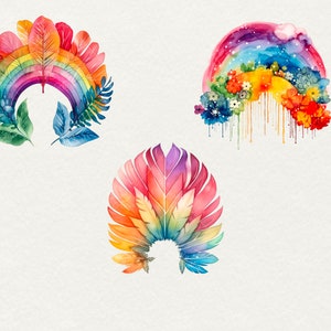 Watercolor Rainbow Clipart, Boho Rainbow Clip Art, Boho Rainbows 16 PNG ...