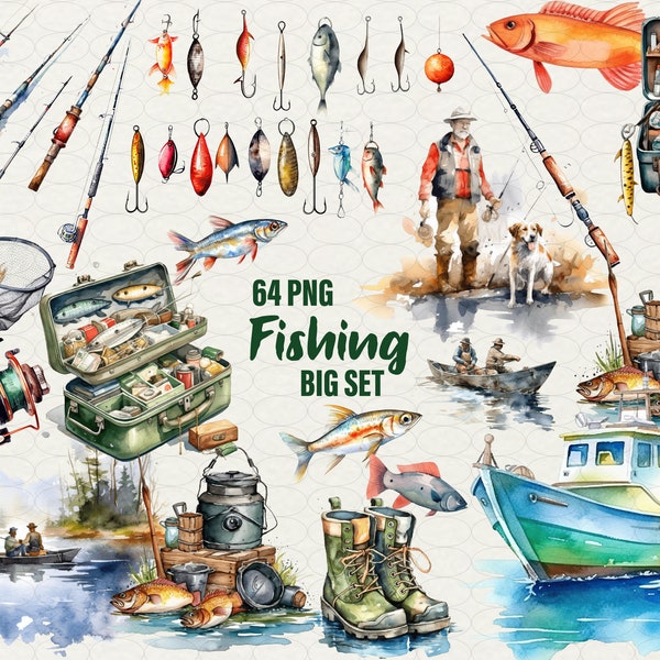 Fishing Watercolor - Etsy
