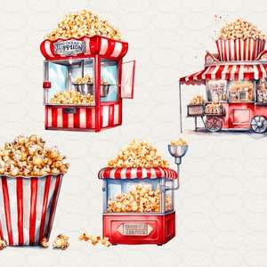 Watercolor Popcorn Clipart: 25 Graphics, Commercial Use - Etsy
