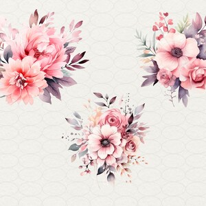 Watercolor Pink Boho Flowers Clipart, 20 PNG Watercolor Boho Pink ...