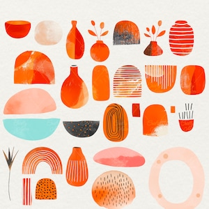 Watercolor Japandi Shapes Clipart, 120 Png Japandi Style Graphics, Zen ...