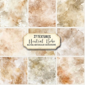 Watercolor Neutral Boho Background, 27 Beige Textures, Pastel Digital ...
