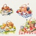 Watercolor Summer Picnic Clipart, 34 Png Picnic Basket Garden Picnic ...