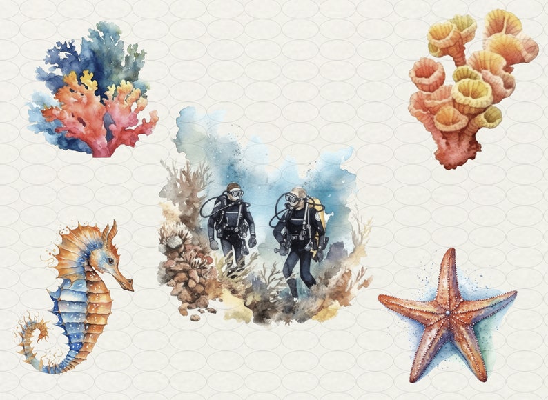 Scuba Diving Clipart: Coral Reef, Sea Life PNG Images (commercial Use ...