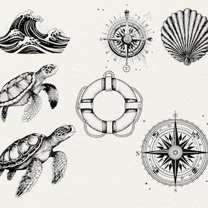 Line Drawing Ocean Clipart, Ocean Beach Clipart Nautical Clipart ...
