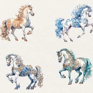Watercolor Rococo Horses Clipart, Animal Clipart, 23 PNG Rococo ...