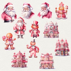 Pink Christmas Clipart Set: Elegant Watercolor Holiday PNG (85 Images ...