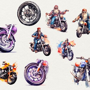 Watercolor Biker Clipart, 58 PNG Moto Clip Art, Skull Clipart, Wings ...
