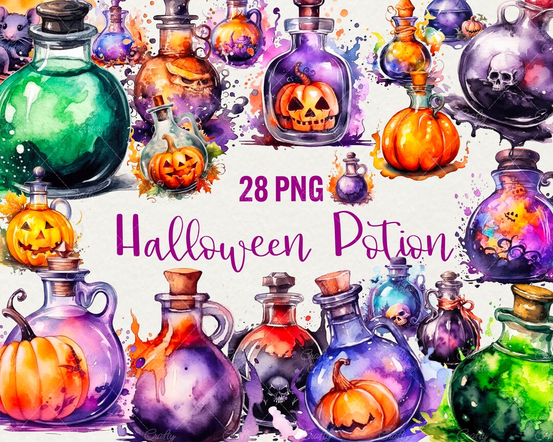 Watercolor Halloween Potion Clipart, Watercolor Halloween Graphics 28 ...