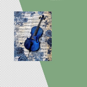 Blue Sheet Music Digital Paper, 44 Digital Musical Notes for Print ...