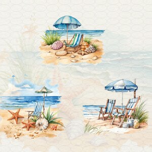 Sunset Beach Watercolor Clipart: Summer Ocean PNG Set (14 Files) - Etsy
