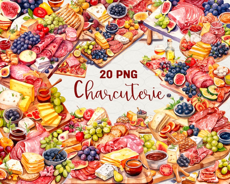 Charcuterie Board Clipart 20 PNG Food Clip Art Food - Etsy UK