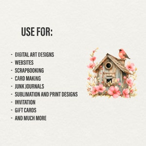 Birdhouse Spring Clipart, 36 PNG Watercolor Birdhouses, Birdie Graphics ...