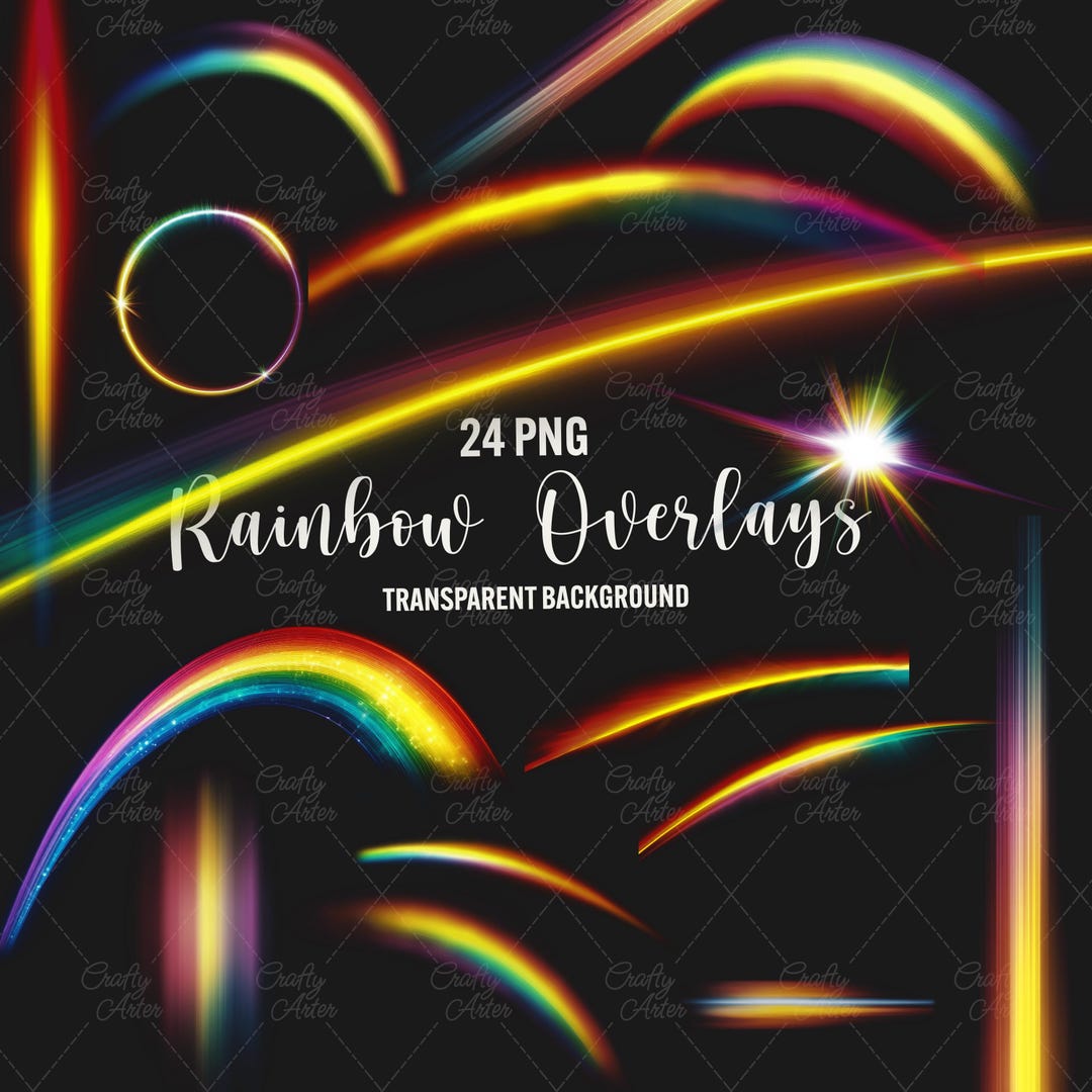 Rainbow Overlays Clipart, 24 Png Rainbow Light Effects, Photoshop ...