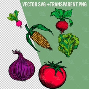 Vegetables Svg Bundle, Veggie Png/ Svg Clipart, Farmers Market, Healthy ...