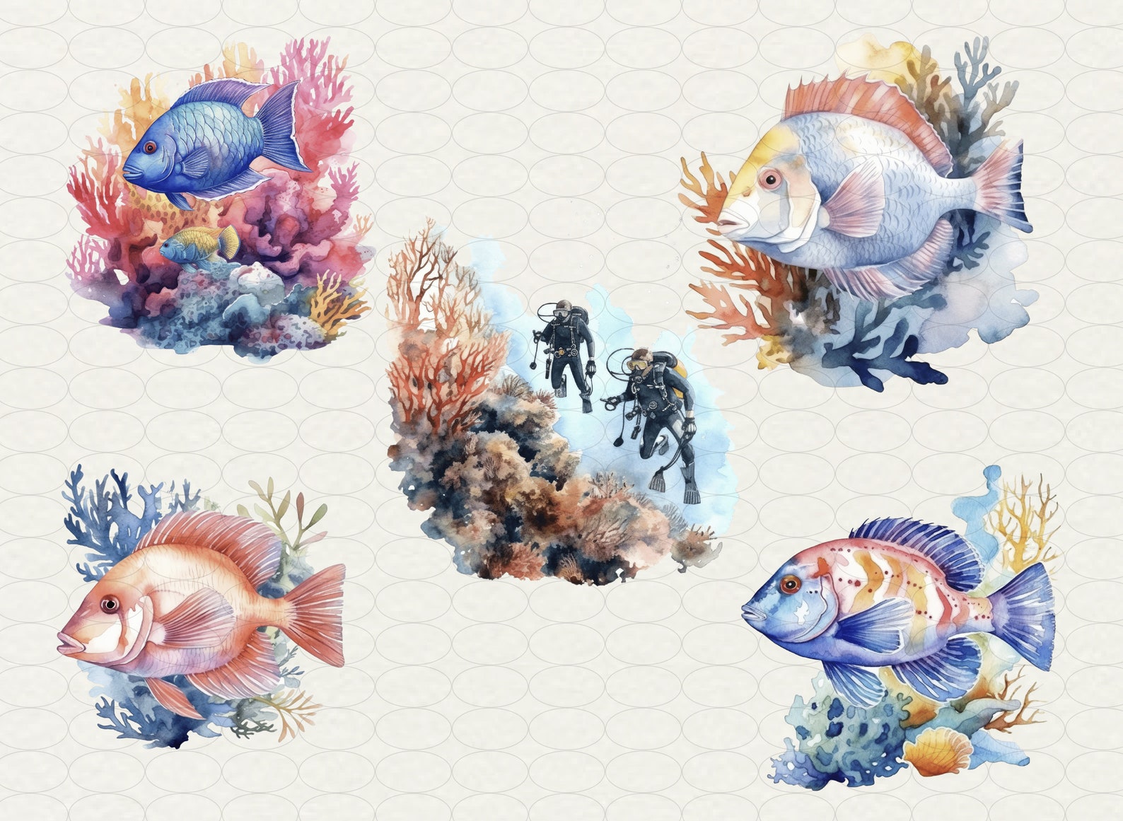 Scuba Diving Clipart: Coral Reef, Sea Life PNG Images (commercial Use ...