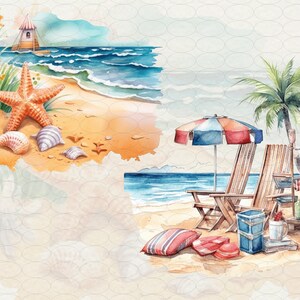 Sunset Beach Watercolor Clipart: Summer Ocean PNG Set (14 Files) - Etsy