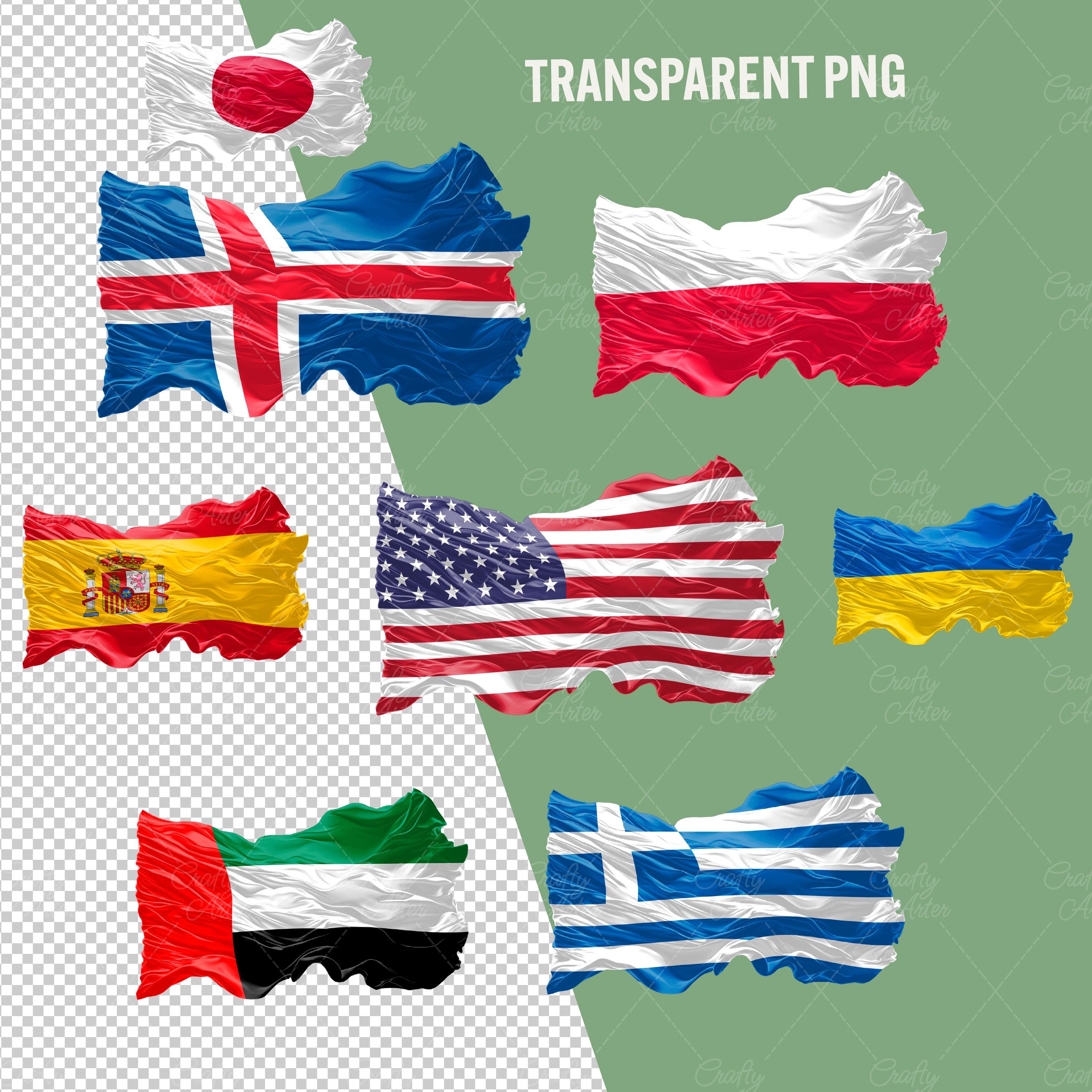 World Flags Clipart: 254 National Flags PNG Graphics (digital Download ...