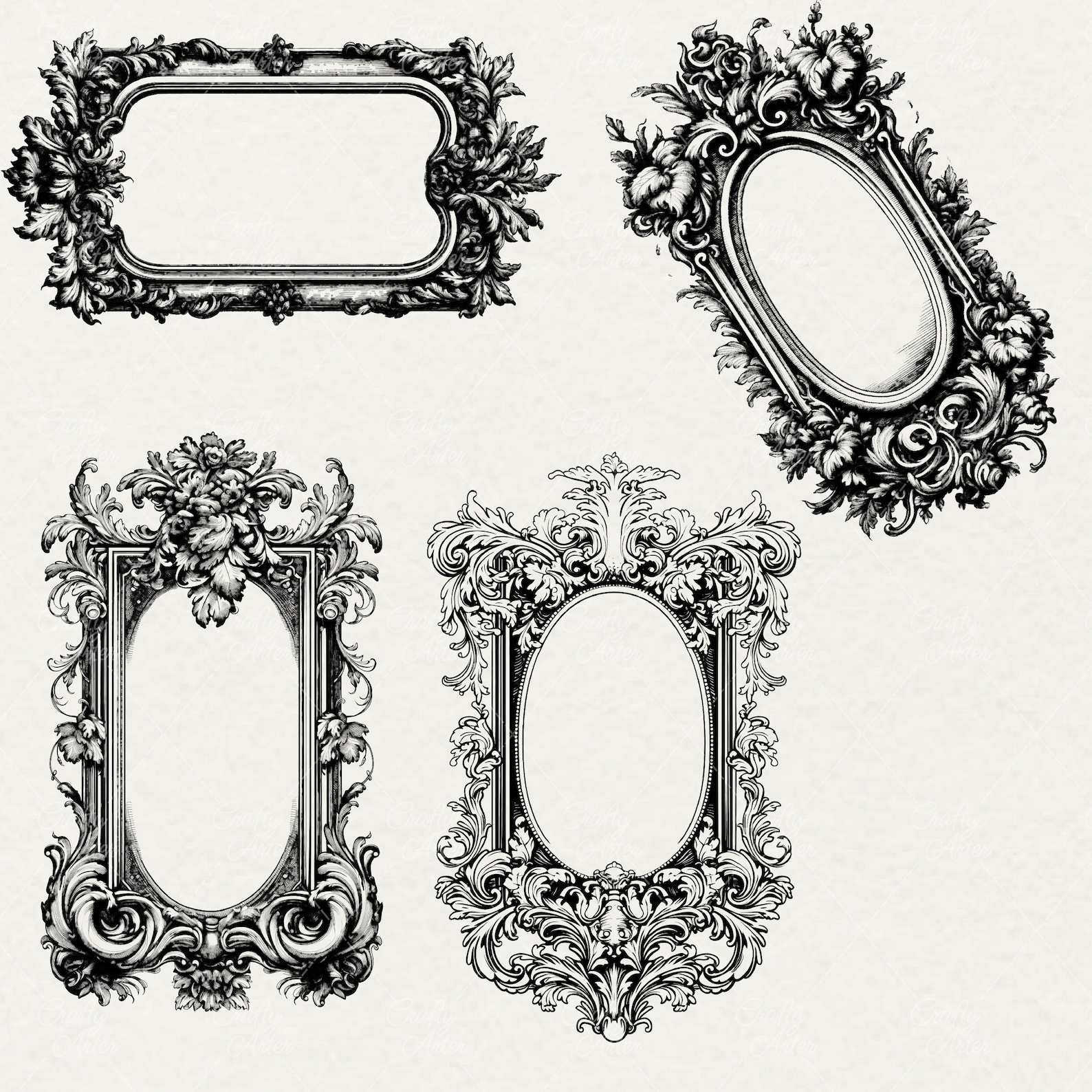 Vintage Ornate Frames Clipart: Gothic Baroque SVG PNG Bundle - Etsy