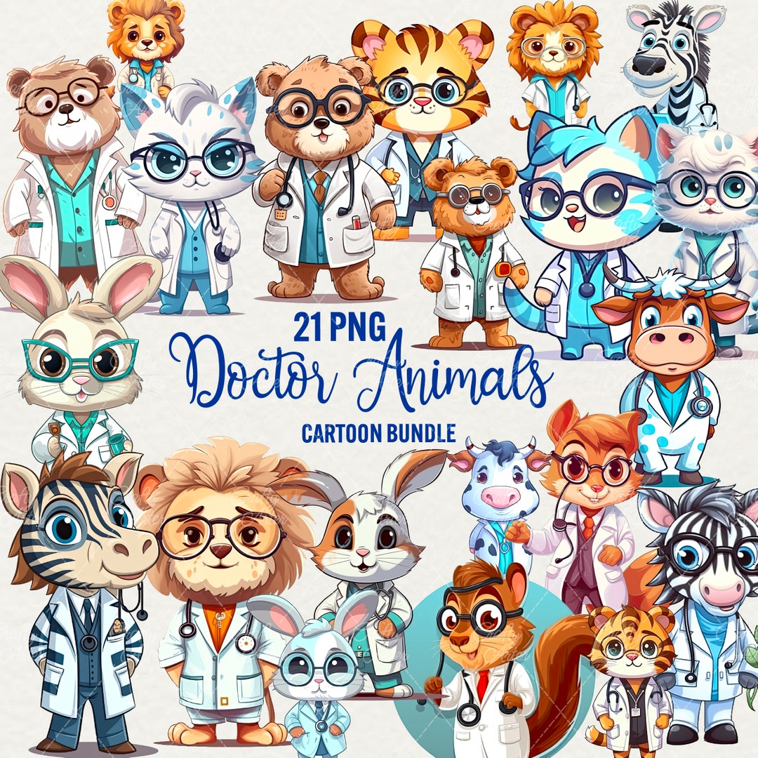 Doctor Animals Clipart, 21 PNG Doctor Baby Animal Clipart, Medicine ...