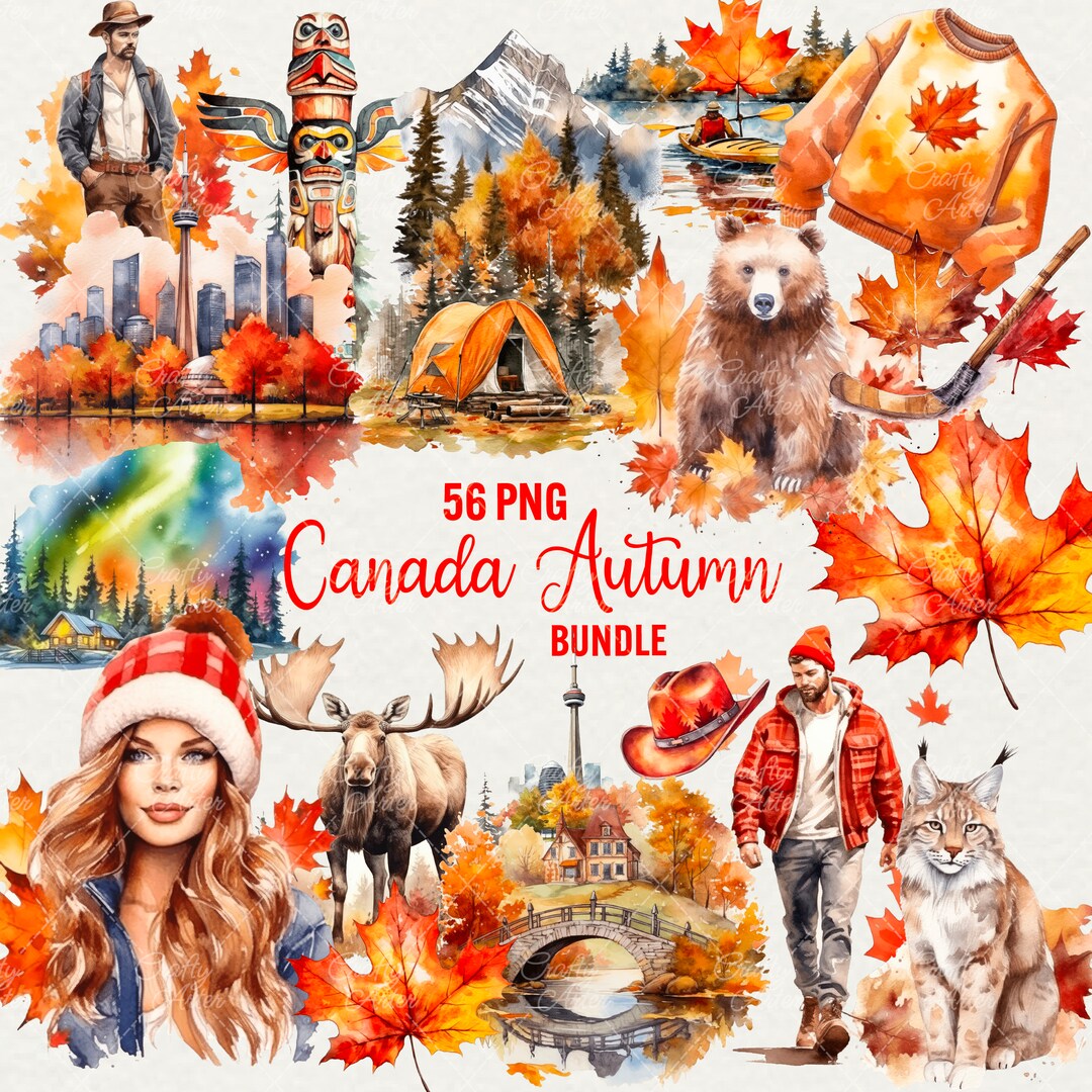 Watercolor Autumn Canada Clipart: 56 PNG Landscapes (commercial Use) - Etsy