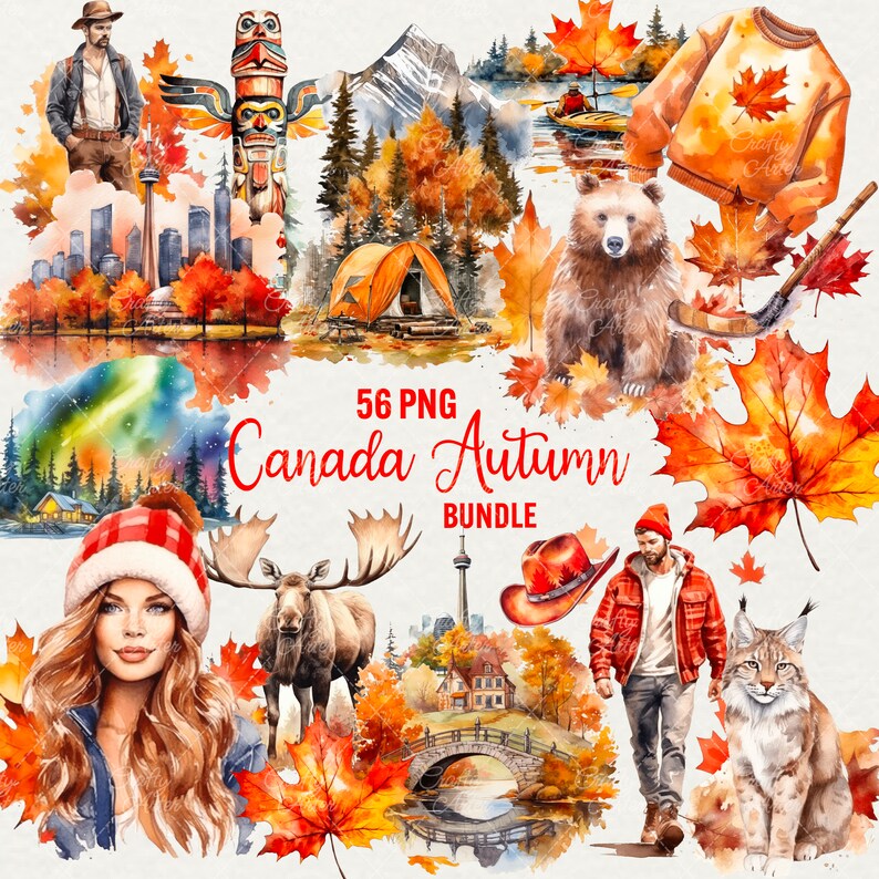 Watercolor Autumn Canada Clipart: 56 PNG Landscapes (commercial Use) - Etsy